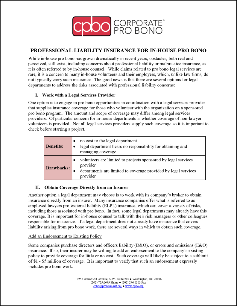 Insurance paper cover | Corporate Pro Bono